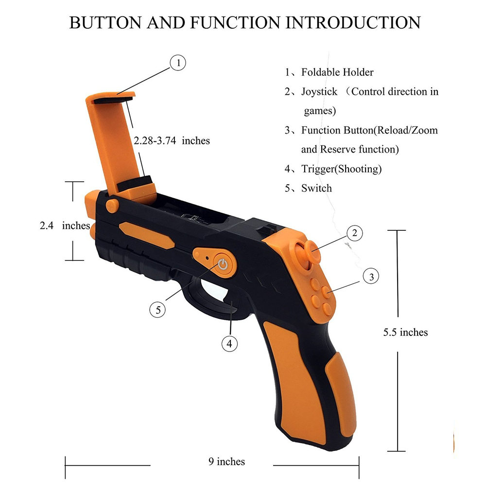 Augmented reality gun blaster zwart/oranje - voor IOS/Android